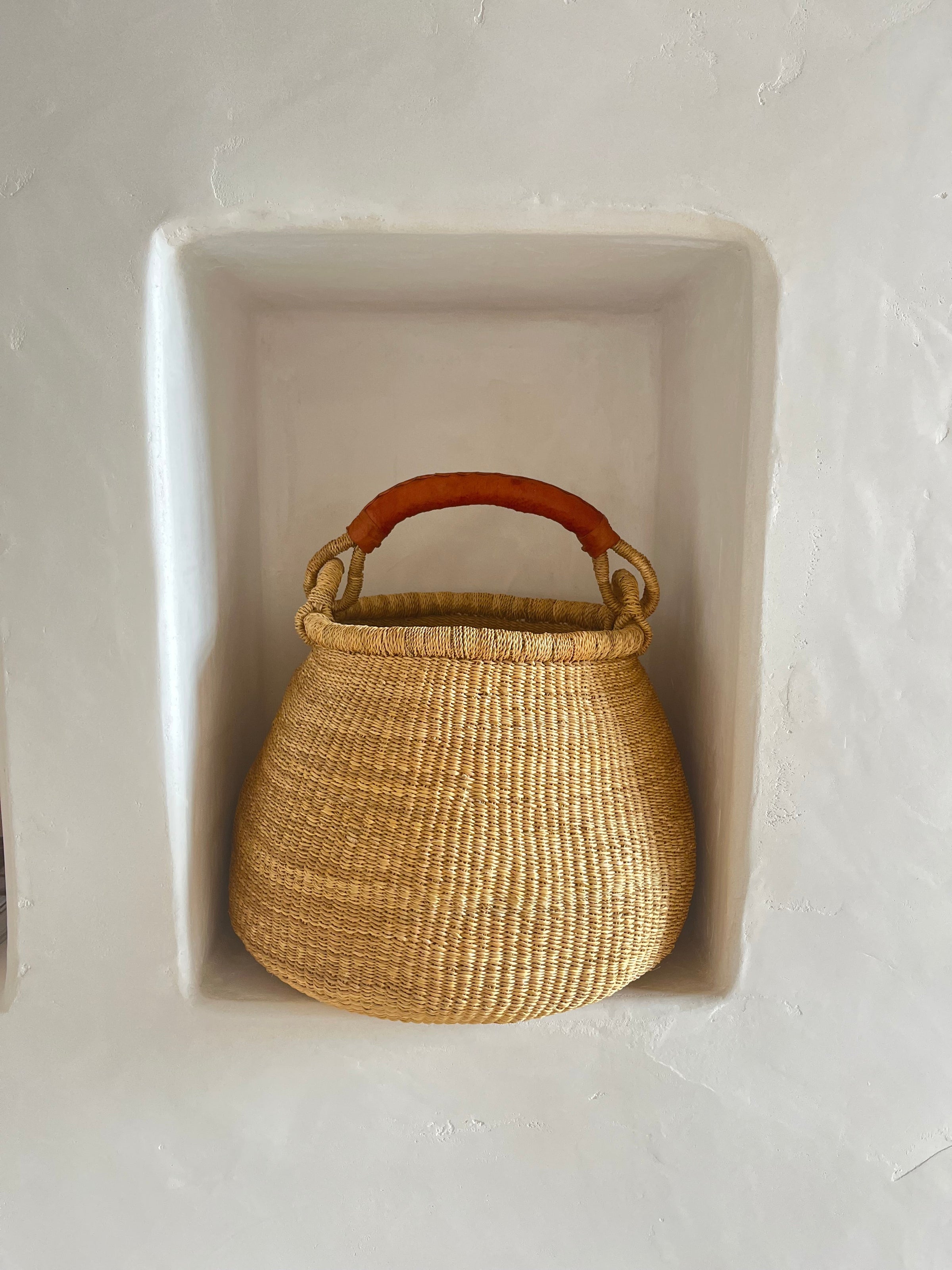 Elephant Grass Bolga Basket | Bell | Ochre and Silk